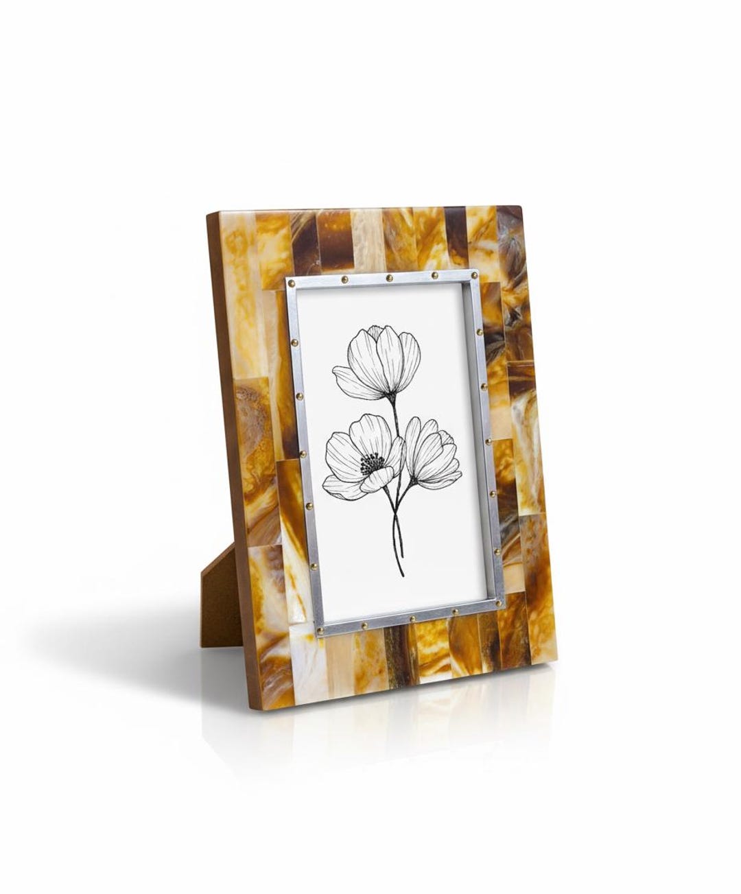 Luxury Resin Marble Frame 4x6 | Steel Riveted Rim | Artisan Tabletop ...