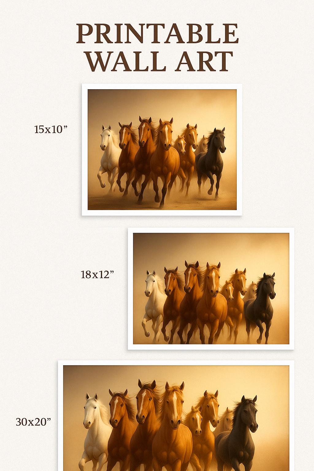 Eight Horses Wall Art – Feng Shui Printable Poster, Galloping Horse ...