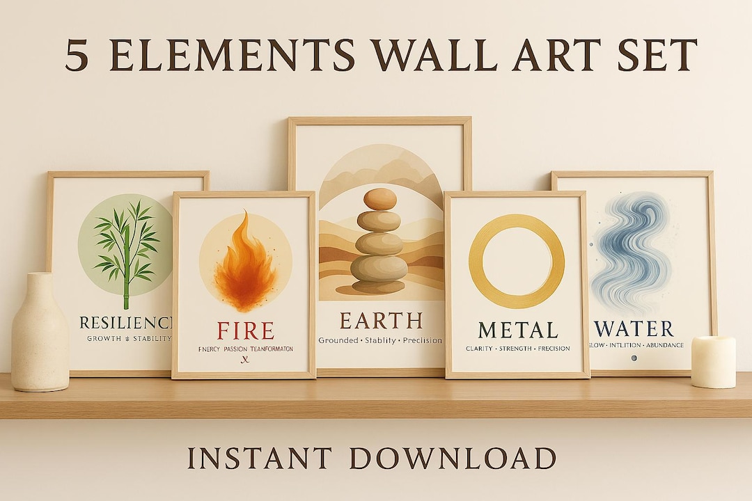 Five Elements Wall Art Set – Feng Shui 5 Elements Poster Collection ...