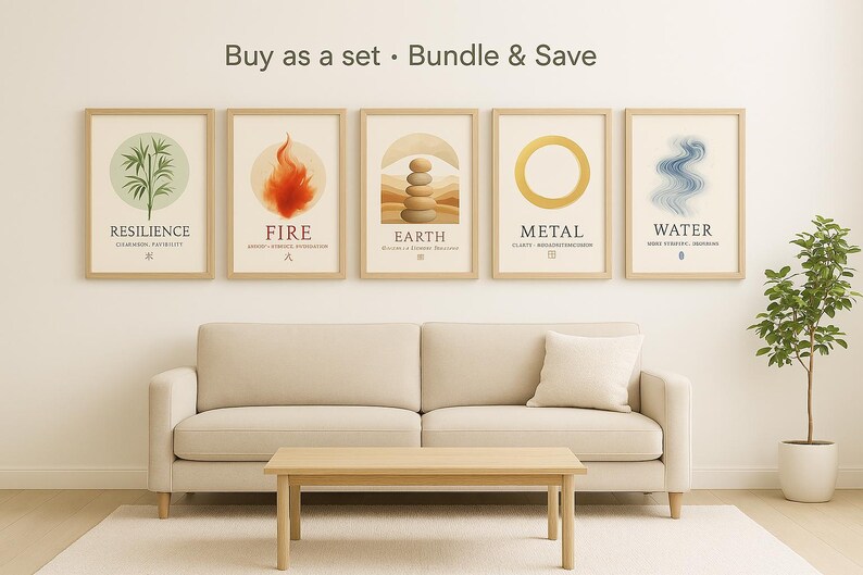 Five Elements Wall Art Set – Feng Shui 5 Elements Poster Collection ...