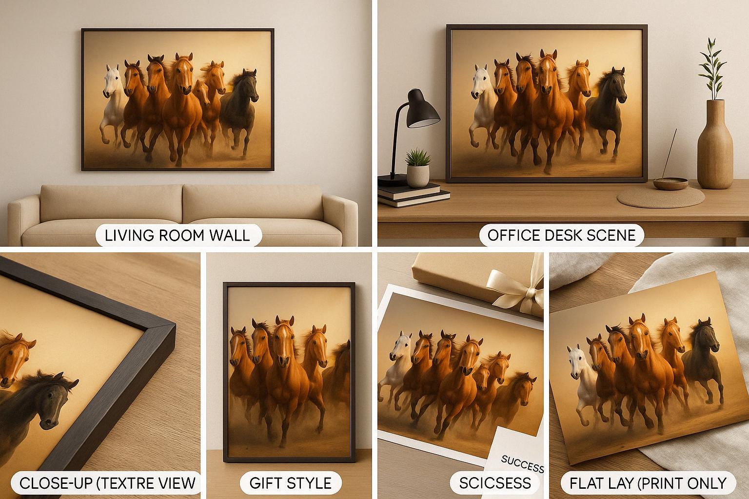 Eight Horses Wall Art – Feng Shui Printable Poster, Galloping Horse ...