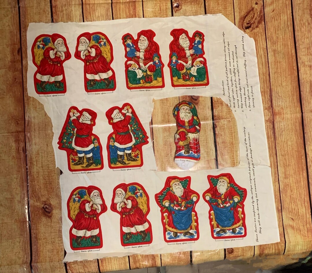 Vintage Cranston Old Fashioned Santas Cut and Sew - Sewing Pattern - Etsy