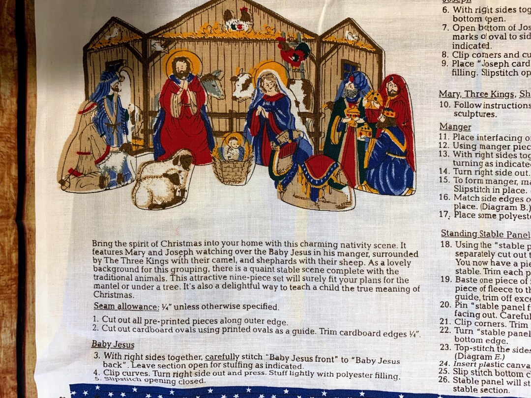 Vintage VIP Cranston Nativity Scene Cut and Sew Fabric Panel - Cotton ...