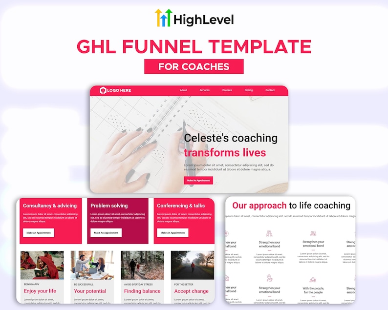 Gohighlevel Website Template, Coaching Services Funnel, Coach Website Design, Membership Landing ...