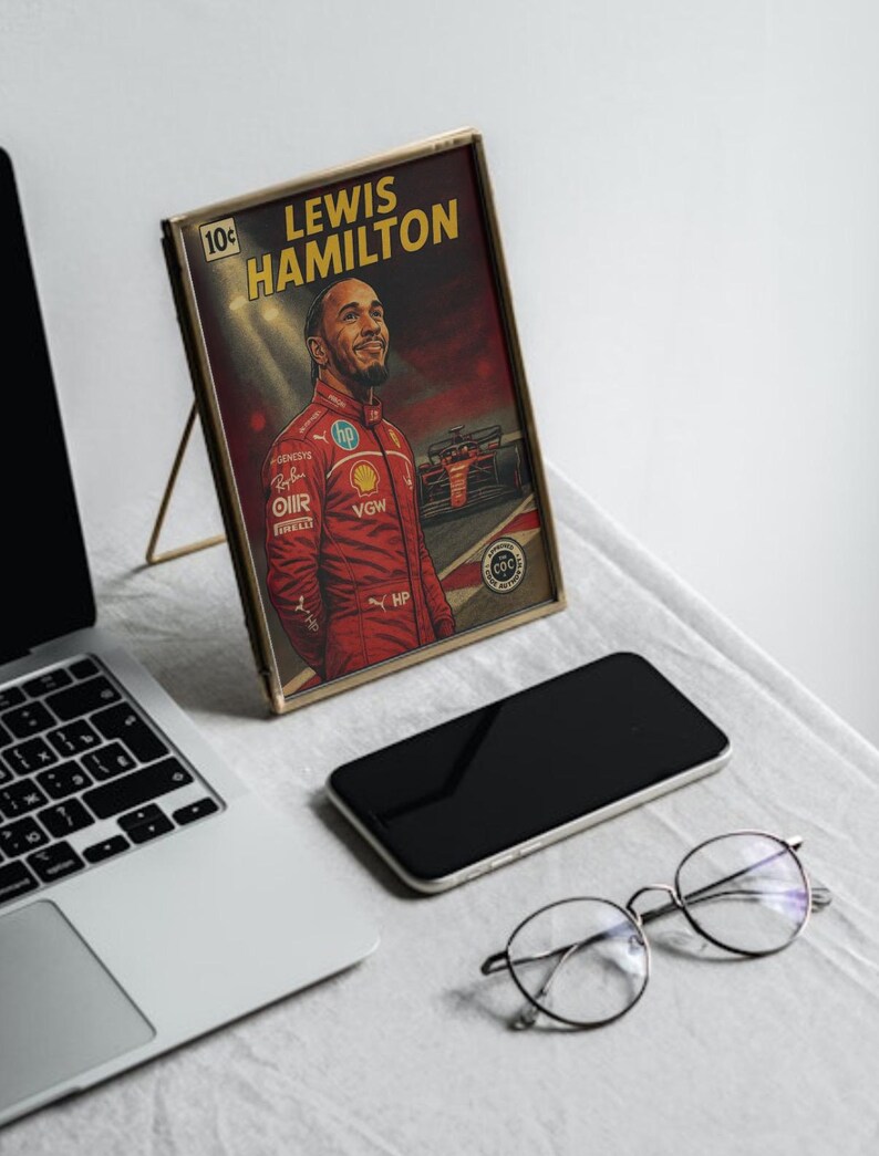 Lewis Hamilton F1 Comic Book Print Wall Art Poster - Ferrari Racing ...