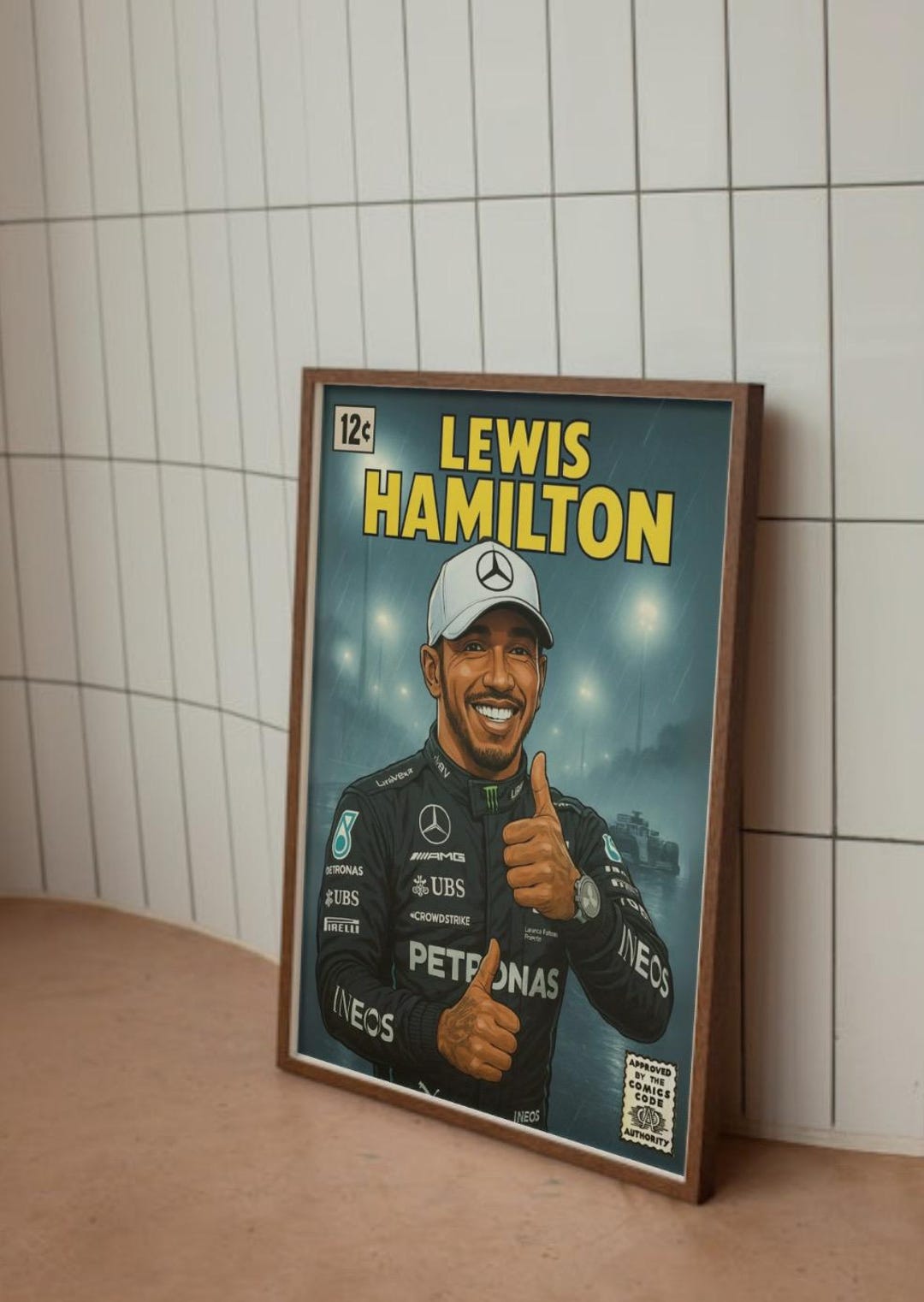 Lewis Hamilton Mercedes F1 Comic Book Print Wall Art Poster - Team ...