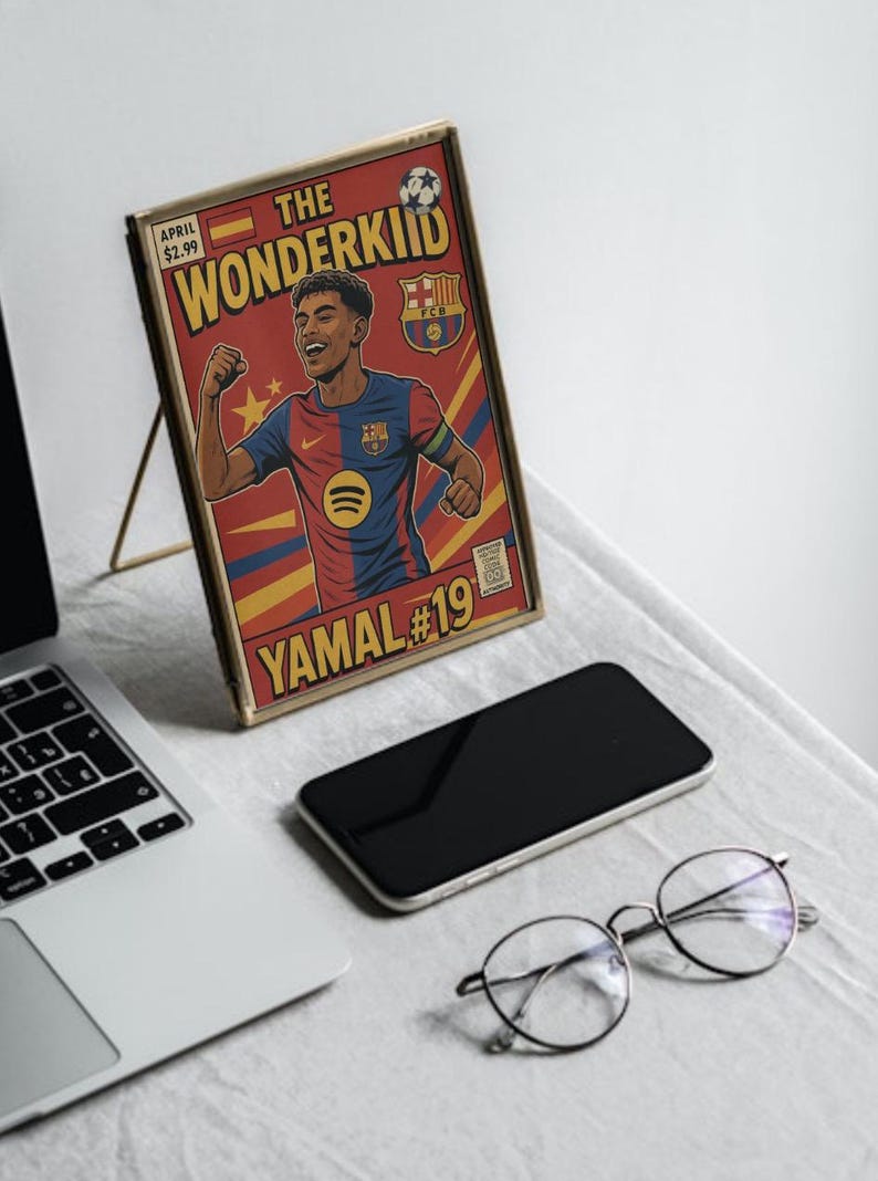 Lamine Yamal Barcalona Comic Book Print Wall Art Poster - the Wonderkid ...