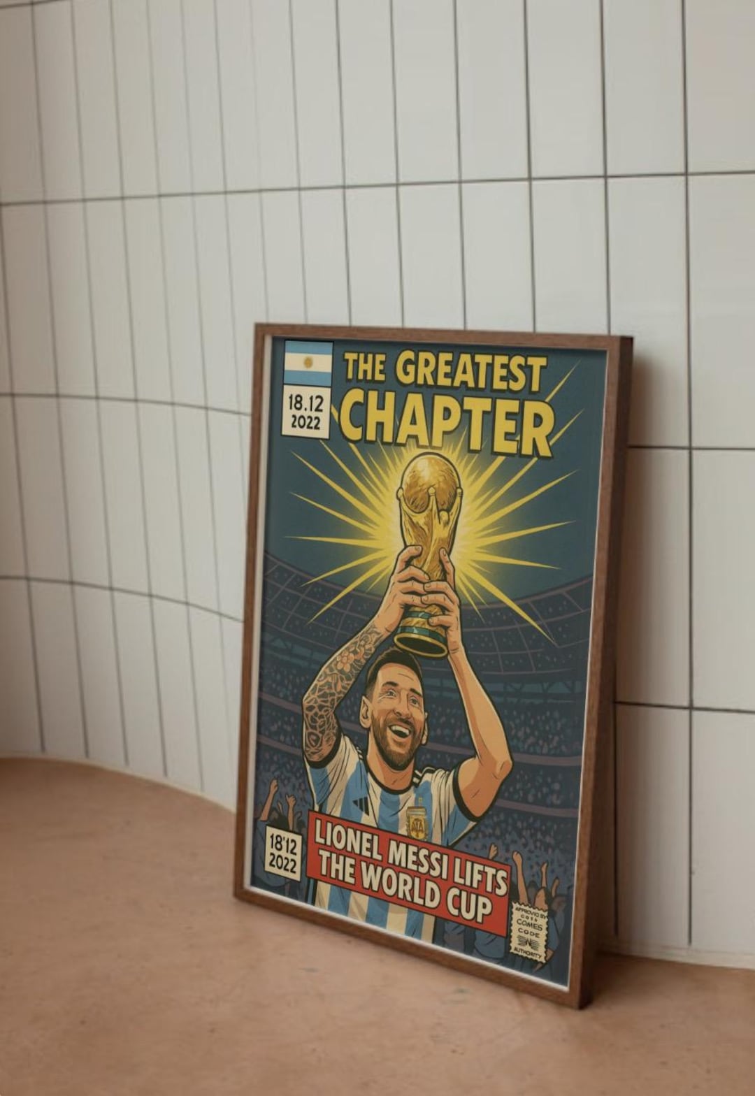 Lionel Messi Argentina World Cup Comic Book Print Wall Art Poster - the ...