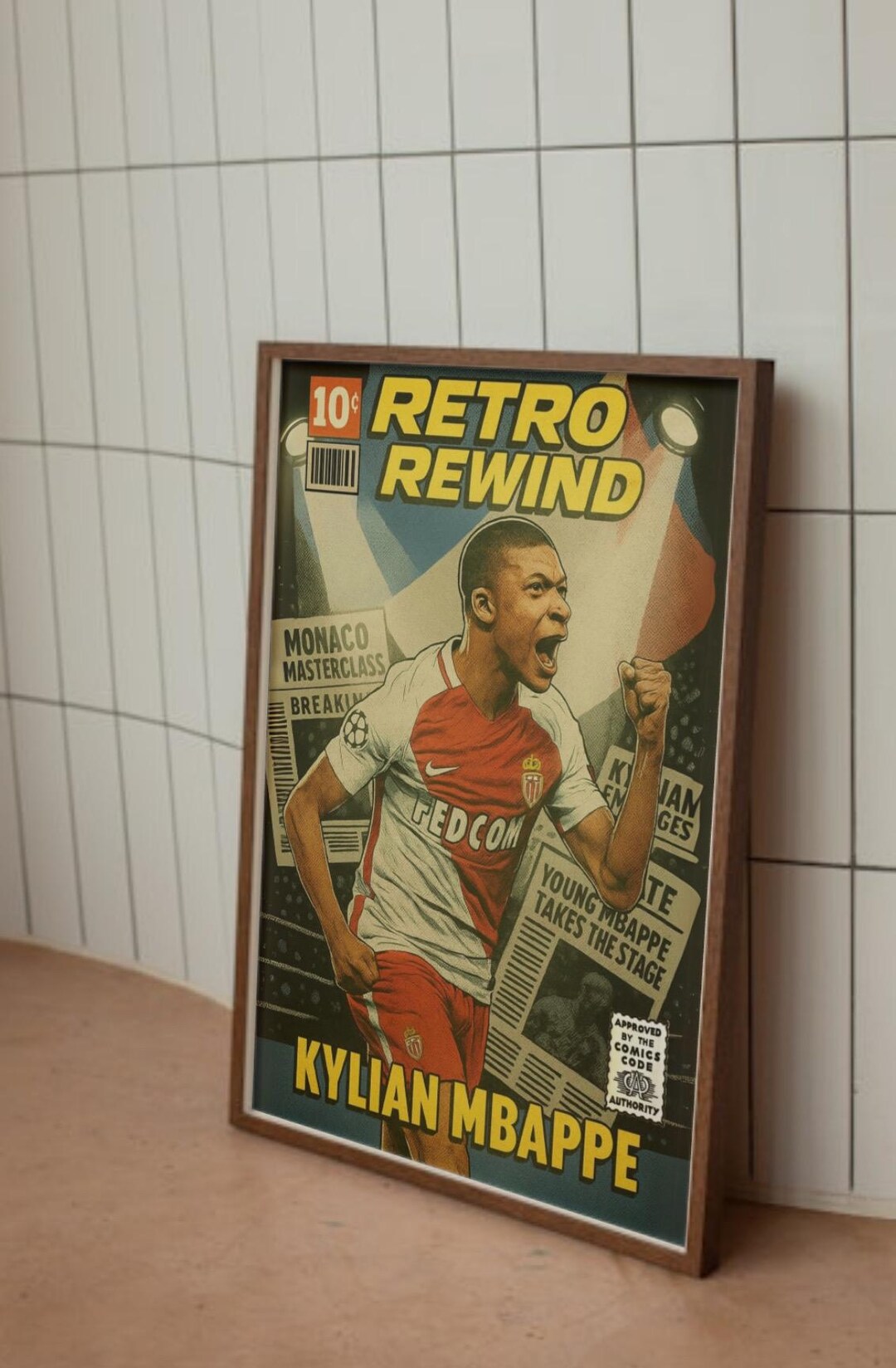 Kylian Mbappe Monaco Comic Book Wall Art Poster - Retro Rewind ...