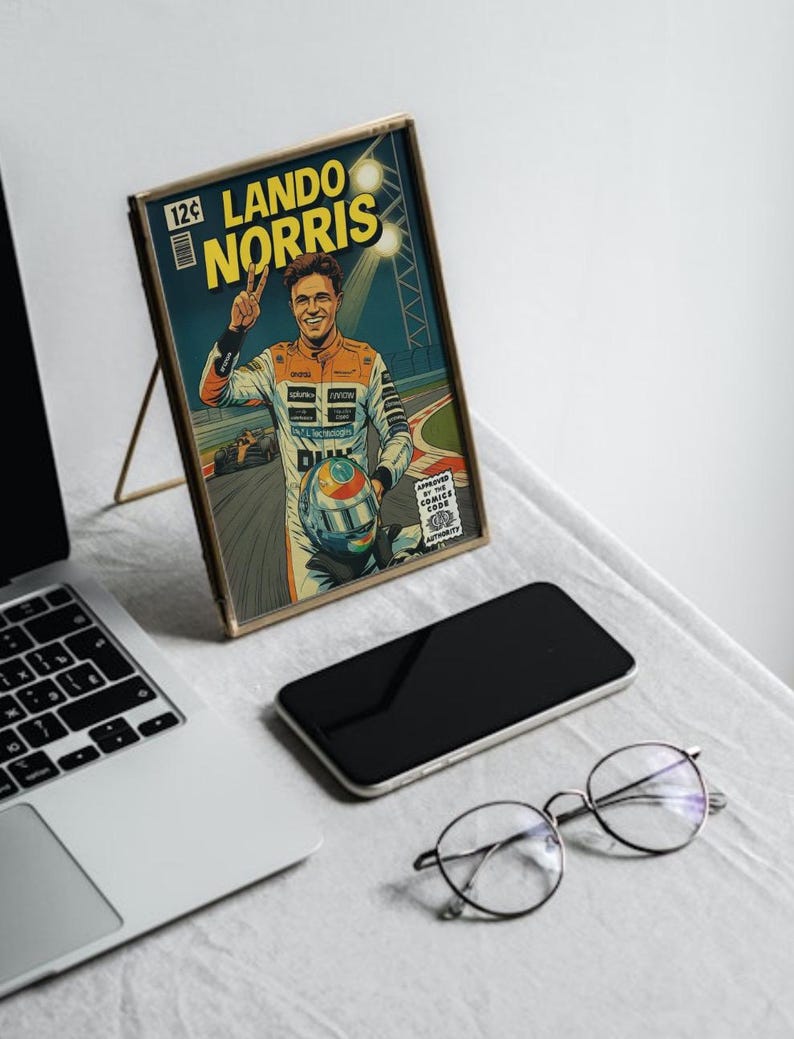 Lando Norris F1 Comic Book Print Wall Art Poster - Team Mclaren ...