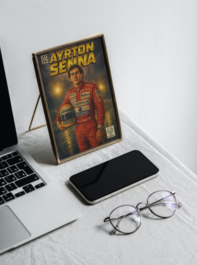 Ayrton Senna F1 Comic Book Print Wall Art Poster - Iconic Print ...