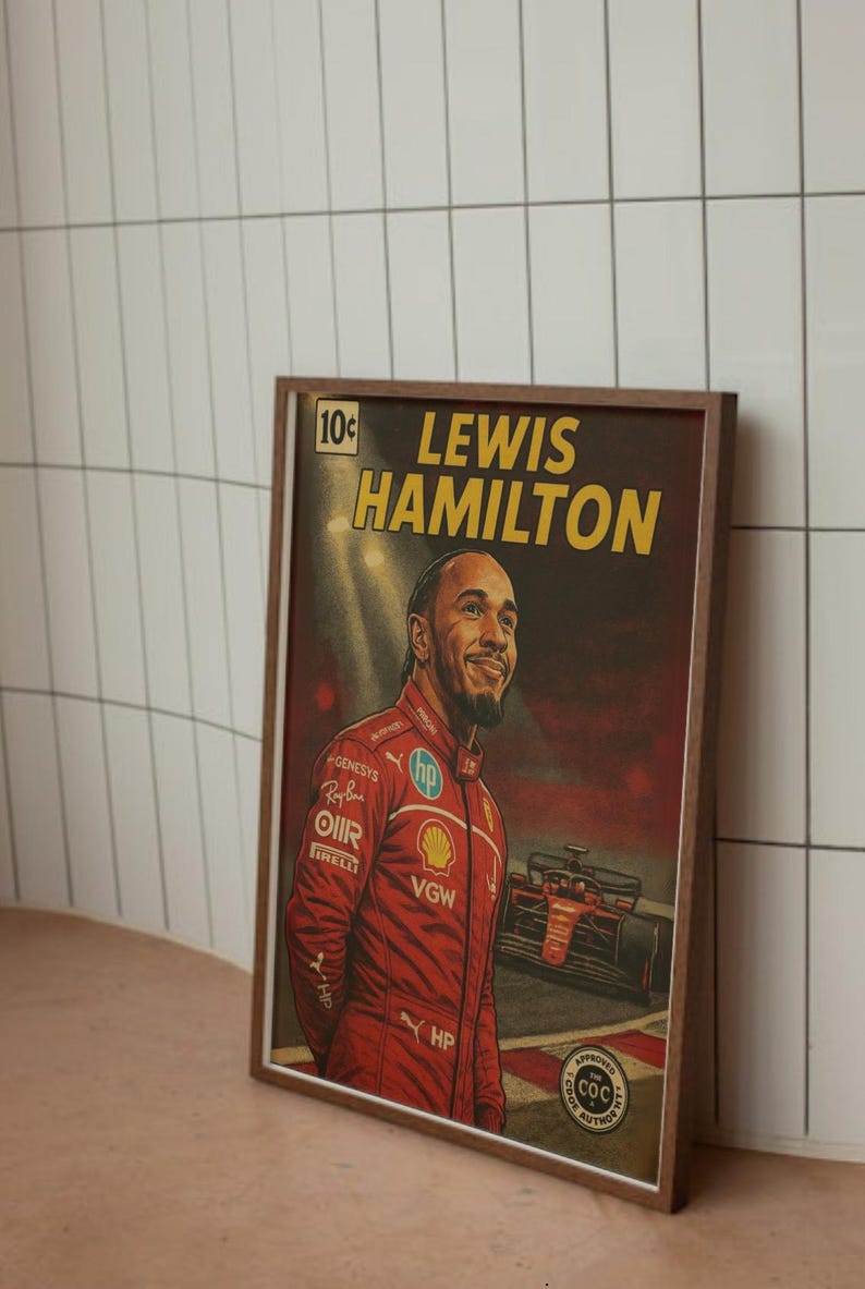 Lewis Hamilton F1 Comic Book Print Wall Art Poster - Ferrari Racing ...