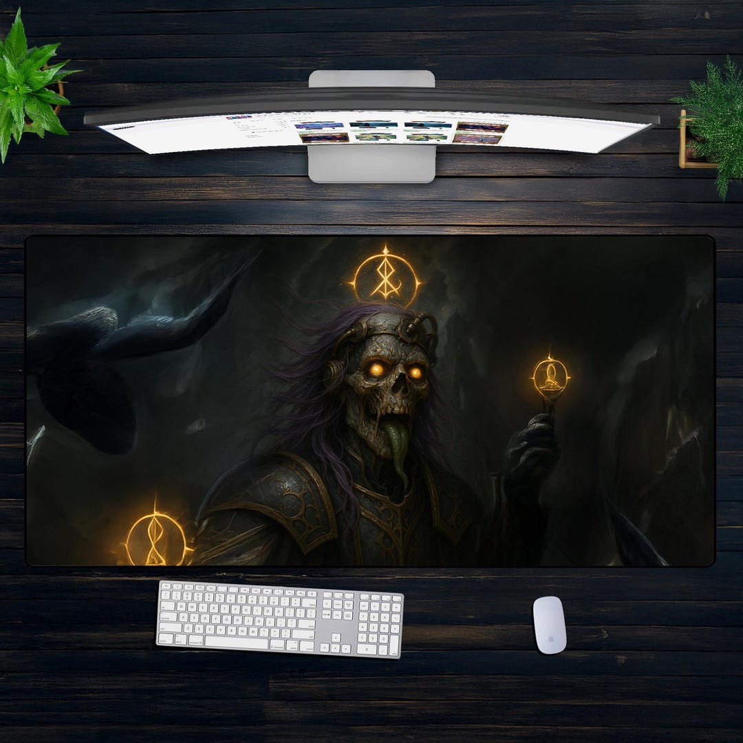 Lich Lord XXL Mouse Pad – Dark Fantasy Desk Mat With Glowing ...