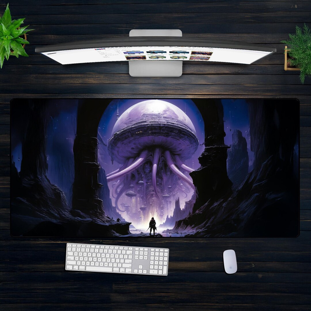 Cosmic Jellyfish Desk Mat XXL - Alien Sci-fi Mouse Pad, Purple ...