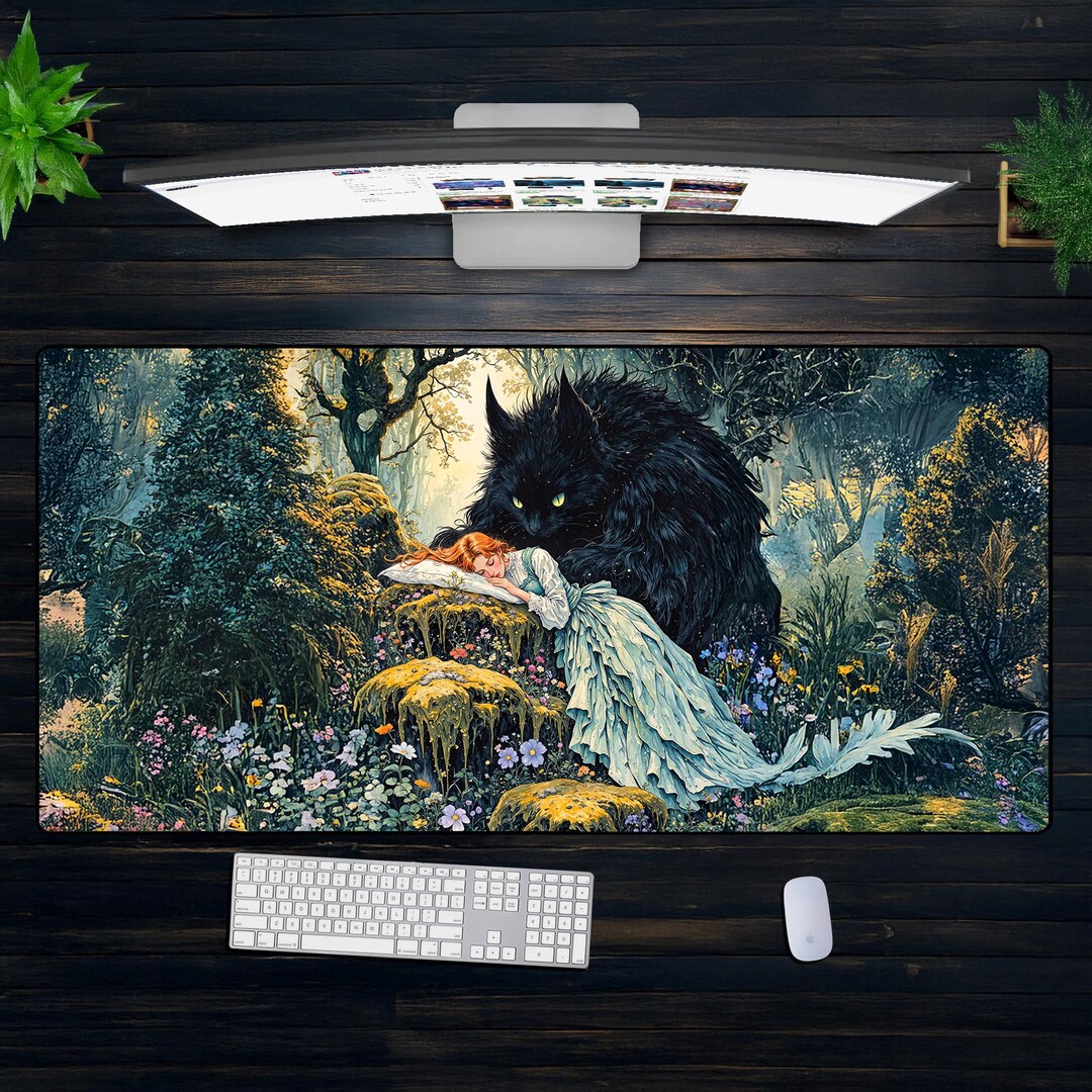 Fairy Tale Beast Desk Mat - XXL Fantasy Mouse Pad With Enchanted Forest ...