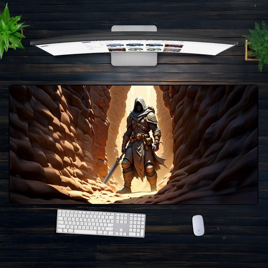 Warrior Rogue XXL Gaming Mouse Pad, Oversized Fantasy Desk Mat With ...