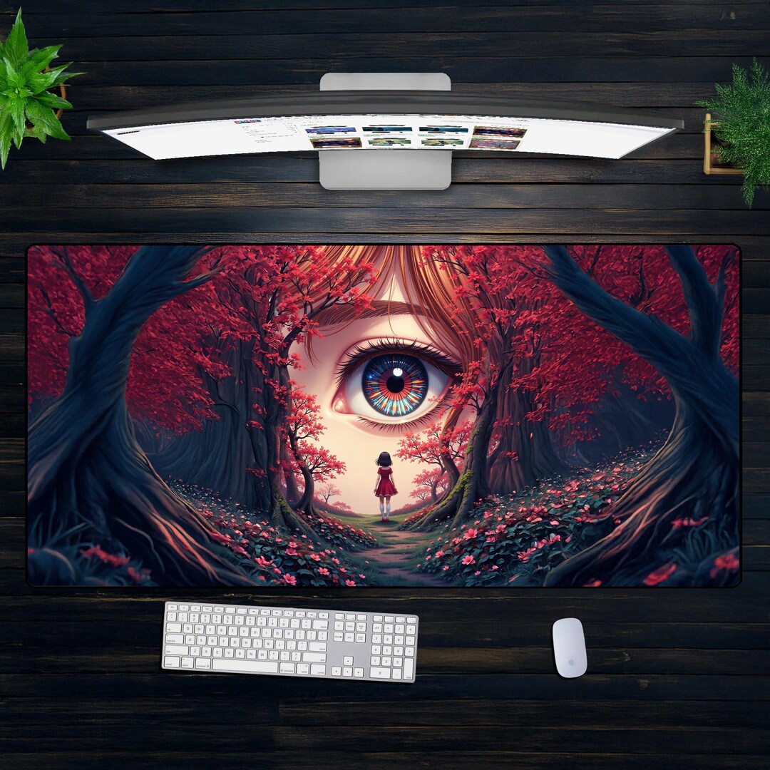 Surreal Eye Forest Desk Mat – XXL Anime Mouse Pad, Dreamcore Fantasy ...