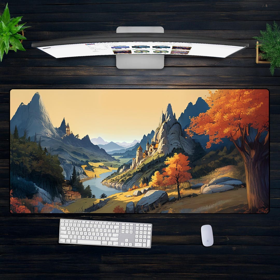 Fantasy Castle Desk Mat XXL - Extended Gaming Mousepad With Autumn ...