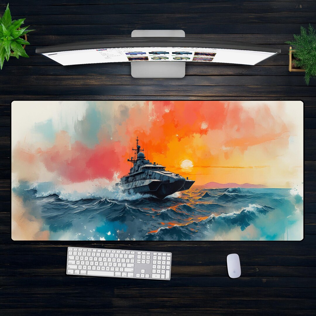 Battleship Desk Mat – Military Mouse Pad for Gamers | Ocean Warship ...