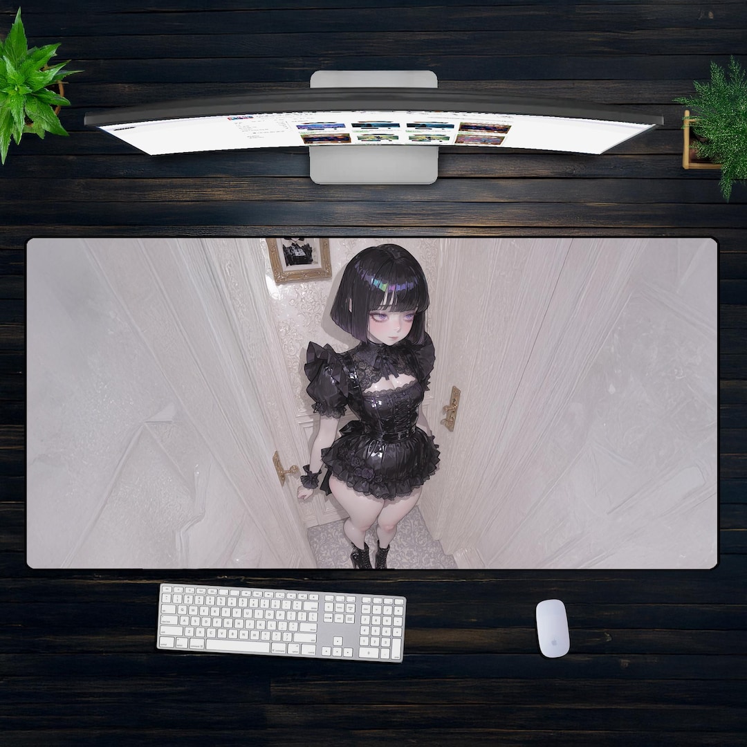 Gothic Lolita Waifu XXL Mouse Pad – Elegant Dark Anime Girl Desk Mat ...