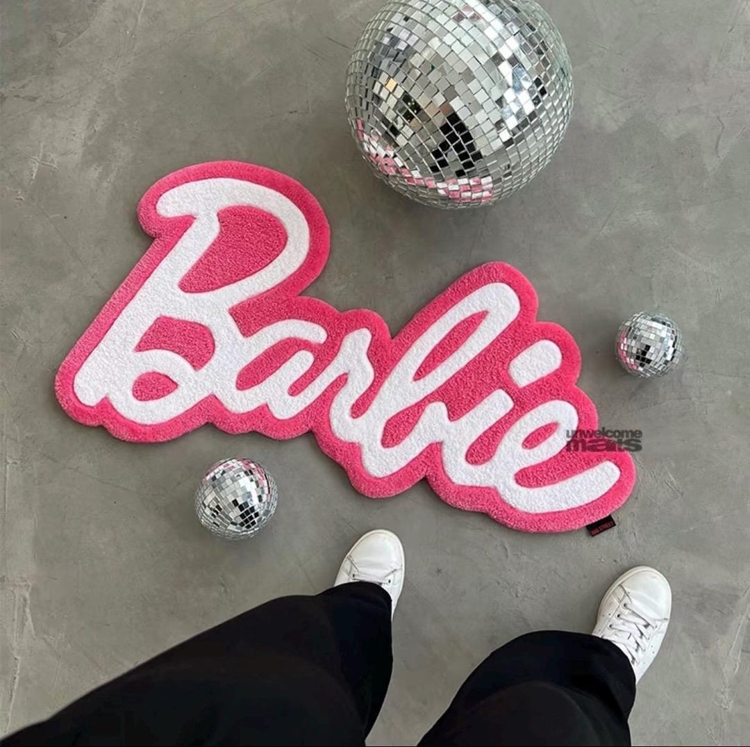 UNWELCOMEMATS Pink Barbie BARBIE Handmade Rug Guest Desk Special Shaped ...