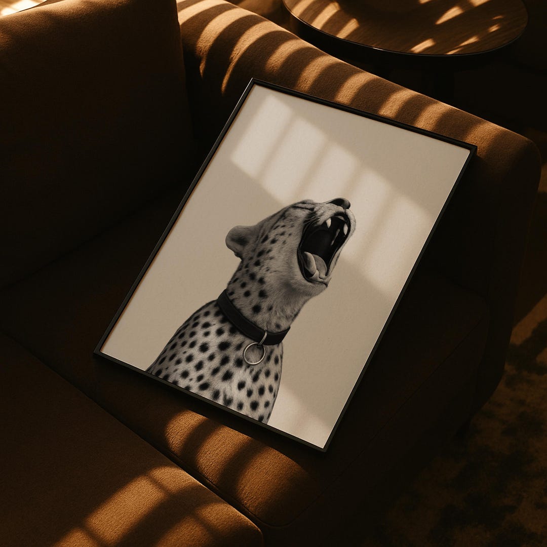 Minimalist Cheetah Printable | Wild Animal Digital Artwork | Black and ...
