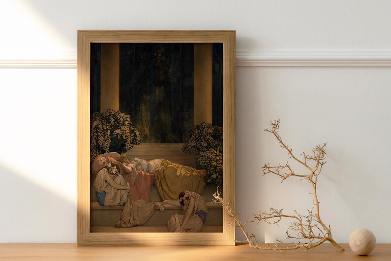 Vintage Sad Woman Art Print Moody Wall Decor Dark Feminine Poster ...