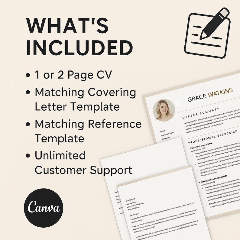 Modern Beige CV Template With Photo, Professional CV Design Template ...