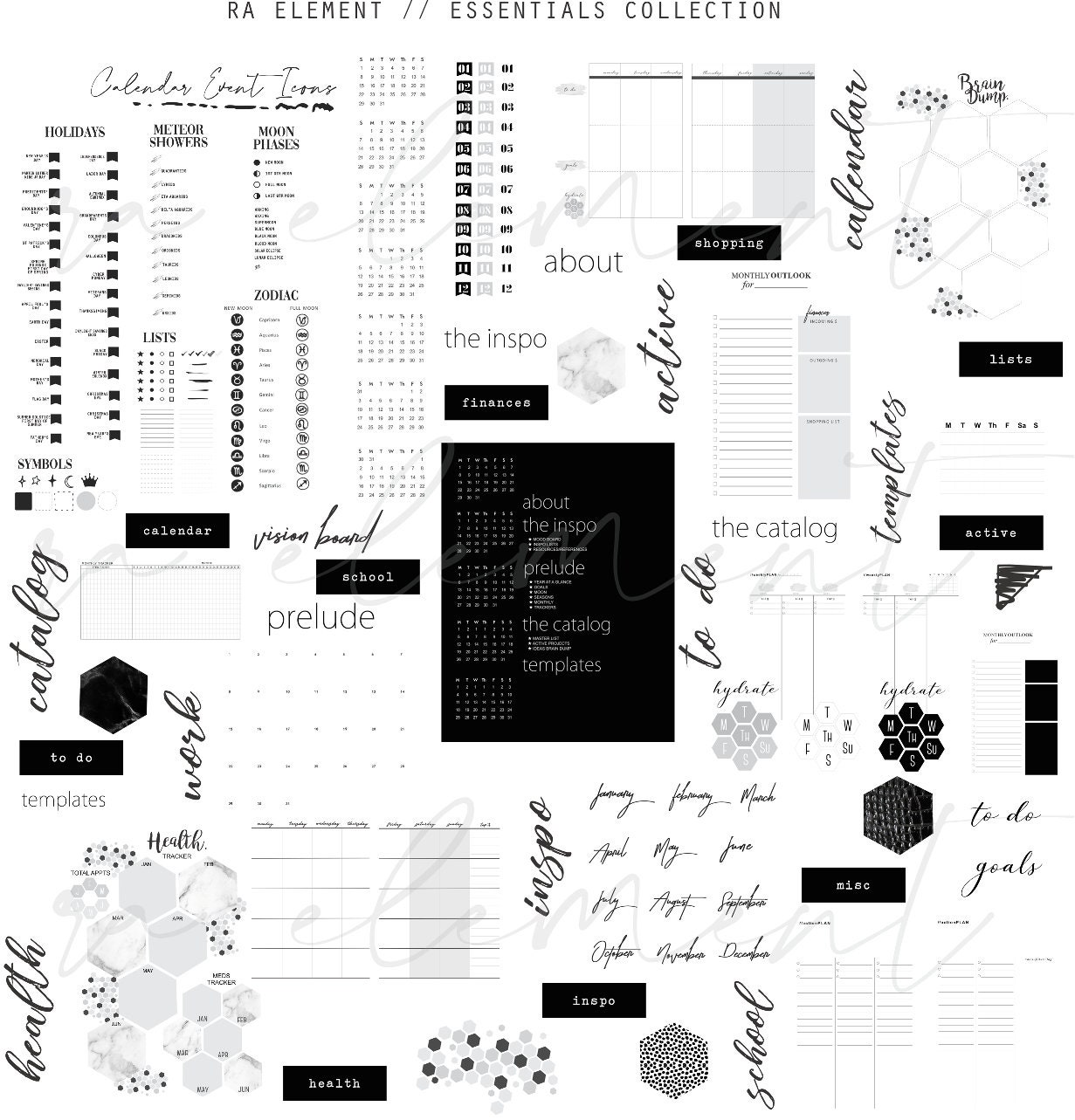 The Planner Essentials Collection | Luxe Digital Stickers, Aesthetic ...