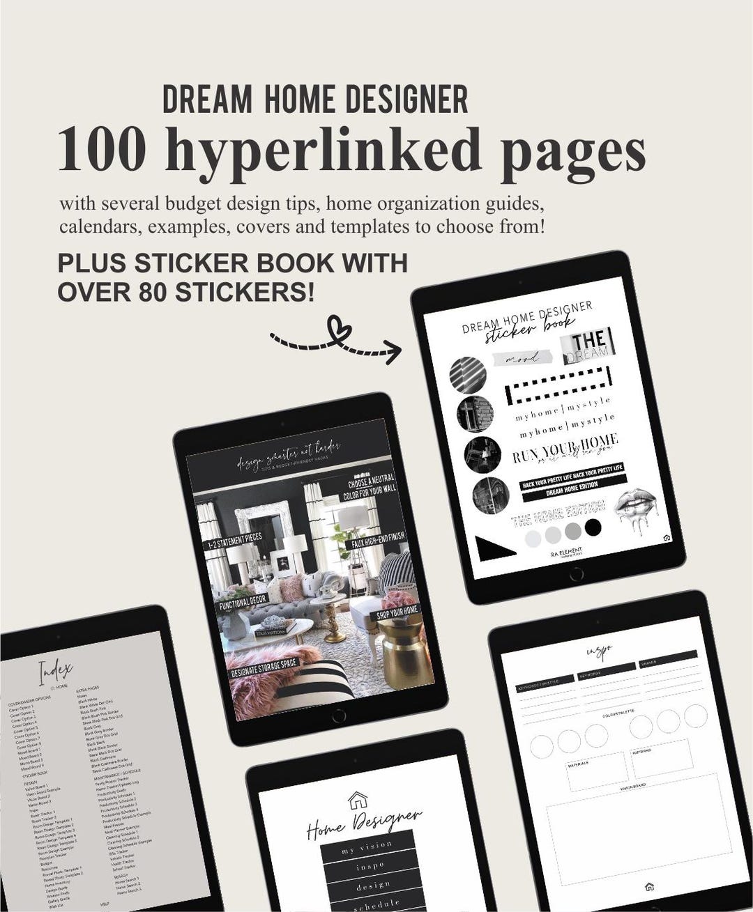 The Dream Home Designer | Hyperlinked Luxe Home Planner With 100 ...