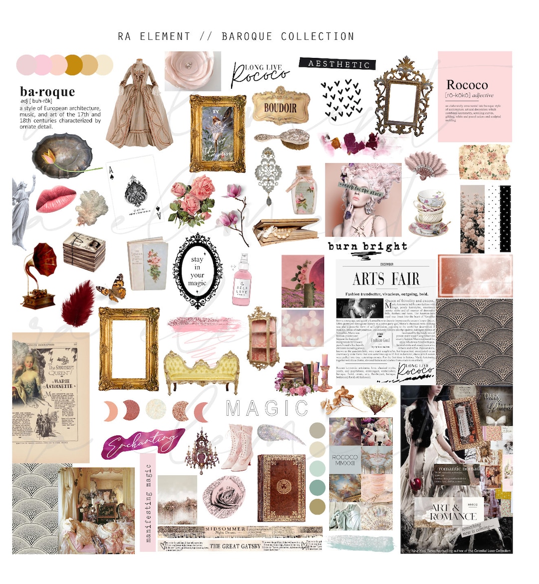 The Baroque Collection | Luxe Vintage Digital Planner Stickers ...