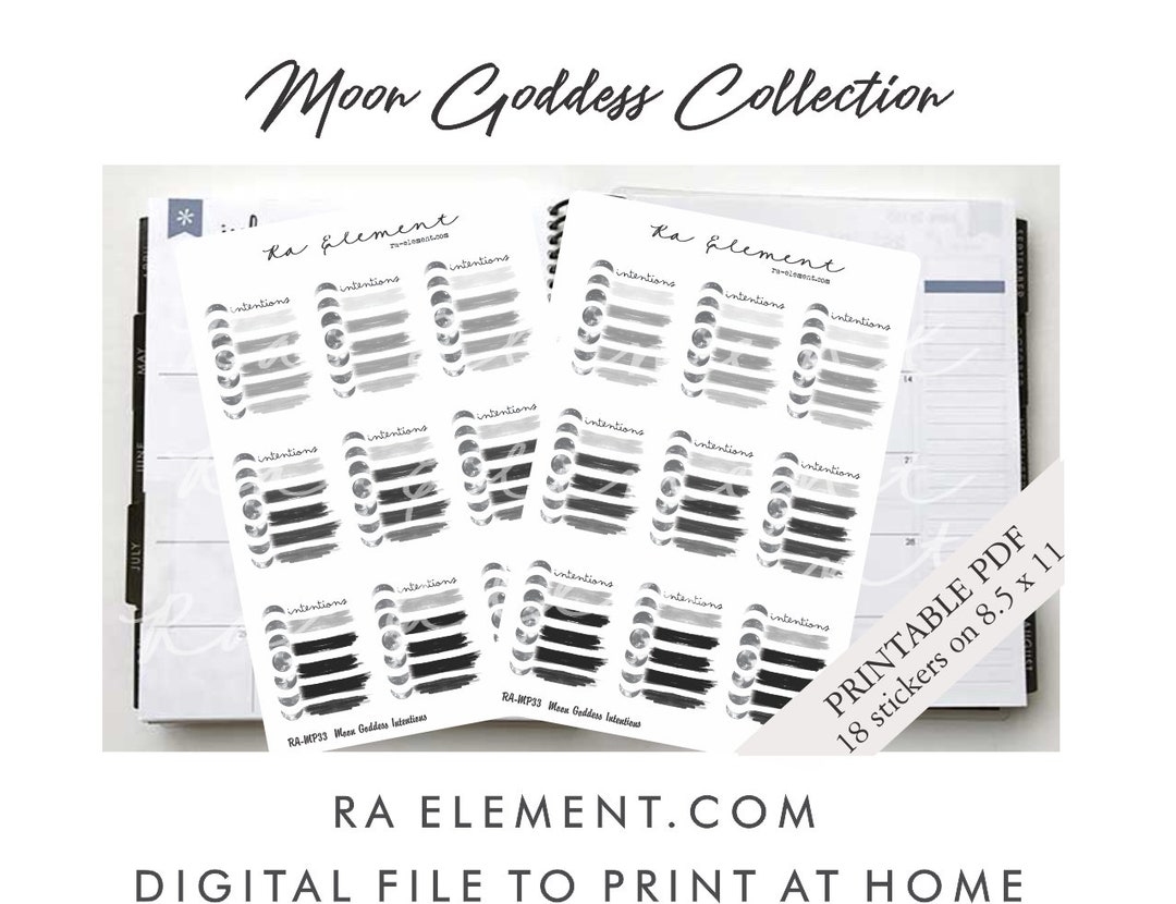 DIGITAL MP33 Intentions Stickers // Moon Goddess Collection // - Etsy