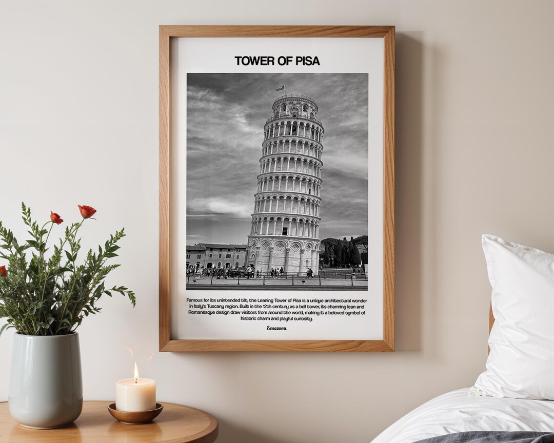 Leaning Tower of Pisa Wall Art Print – Italy Landmark Poster – Pisa ...