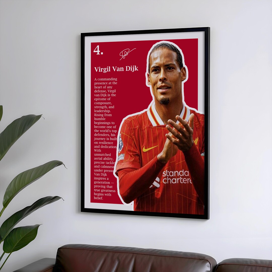 Virgil Van Dijk Poster – Liverpool FC Wall Art | Defensive Icon ...