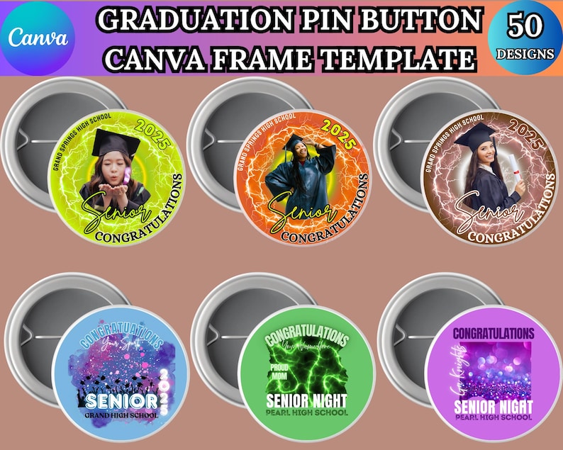 Graduation Pin Button Canva Editable Template, Congratulations 2025 ...