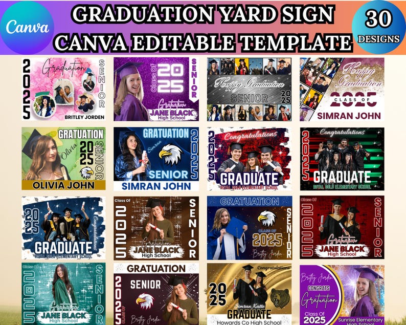Graduation Yard Sign Canva Editable Templates, Congrats Grad Signs ...