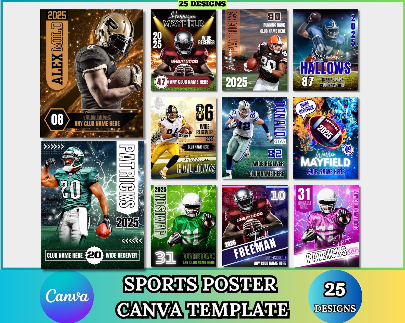 Football Poster Canva Template | Sports Background & Digital Backdrop ...
