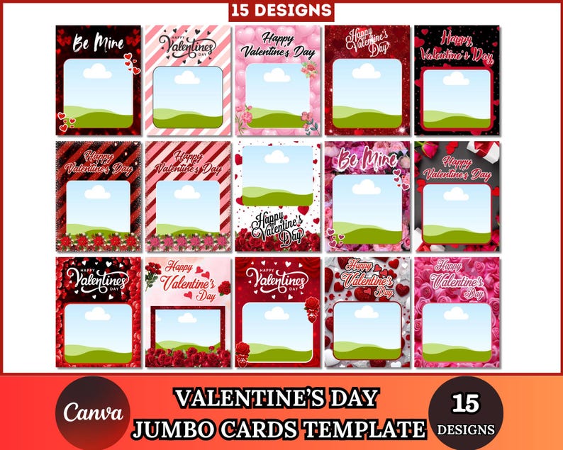 Valentine Jumbo Pack Card Canva Editable Template, Valentine Jumbo ...
