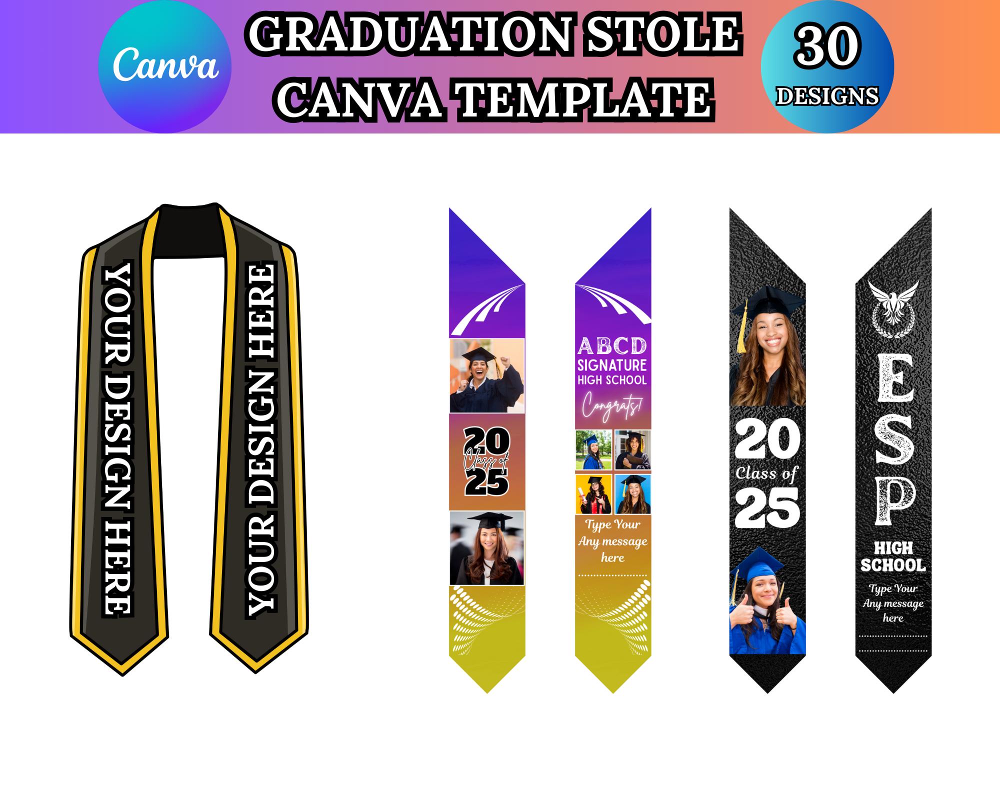 15 Graduation Stole Canva Editable Template Bundle, Graduation Sash ...