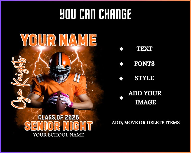 Senior Night Canva Editable Template, Game Sports Canva Rap Tee Senior ...