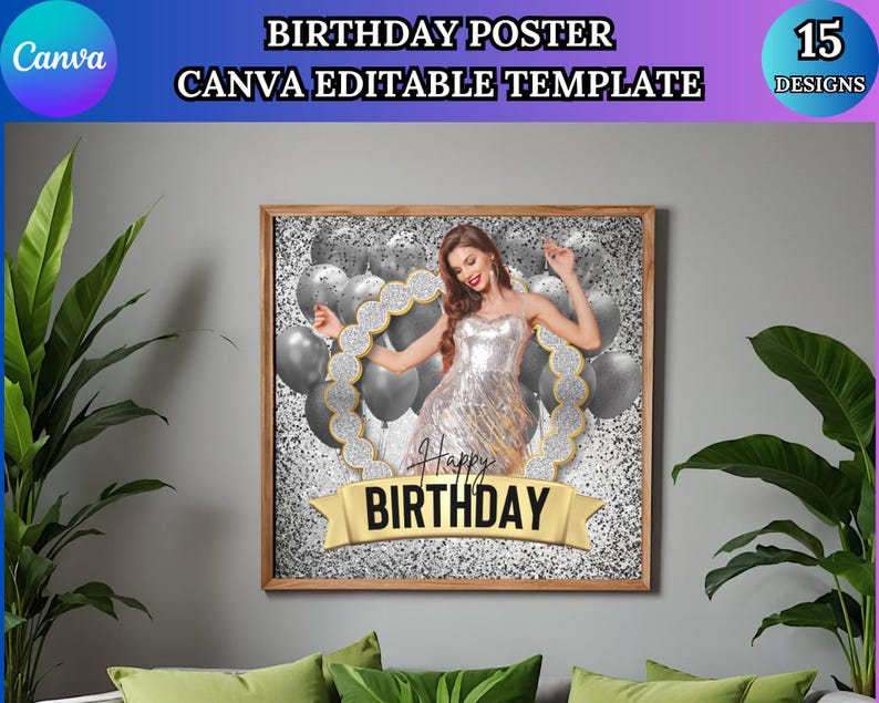Birthday Backdrop Canva Editable Template, Birthday Backdrop Canva ...