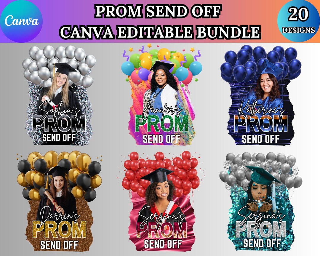 Prom Send off 2025 Canva Editable Bundle, High School Graduation Canva ...