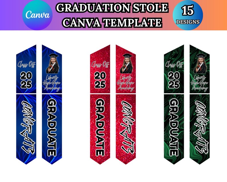 15 Graduation Stole Template Design Bundle for Graduation Sash ...