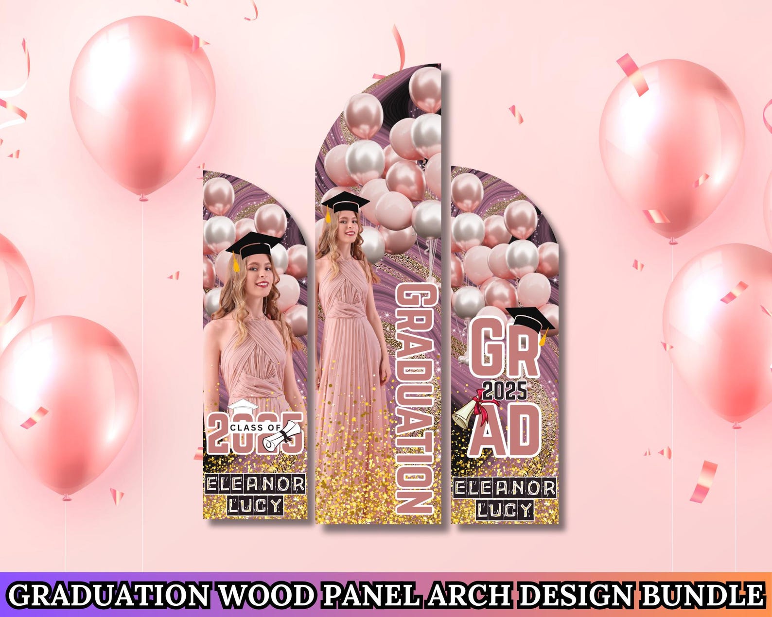 Graduation Wooden Arch Panel Design Canva Backdrop Template Bundle ...