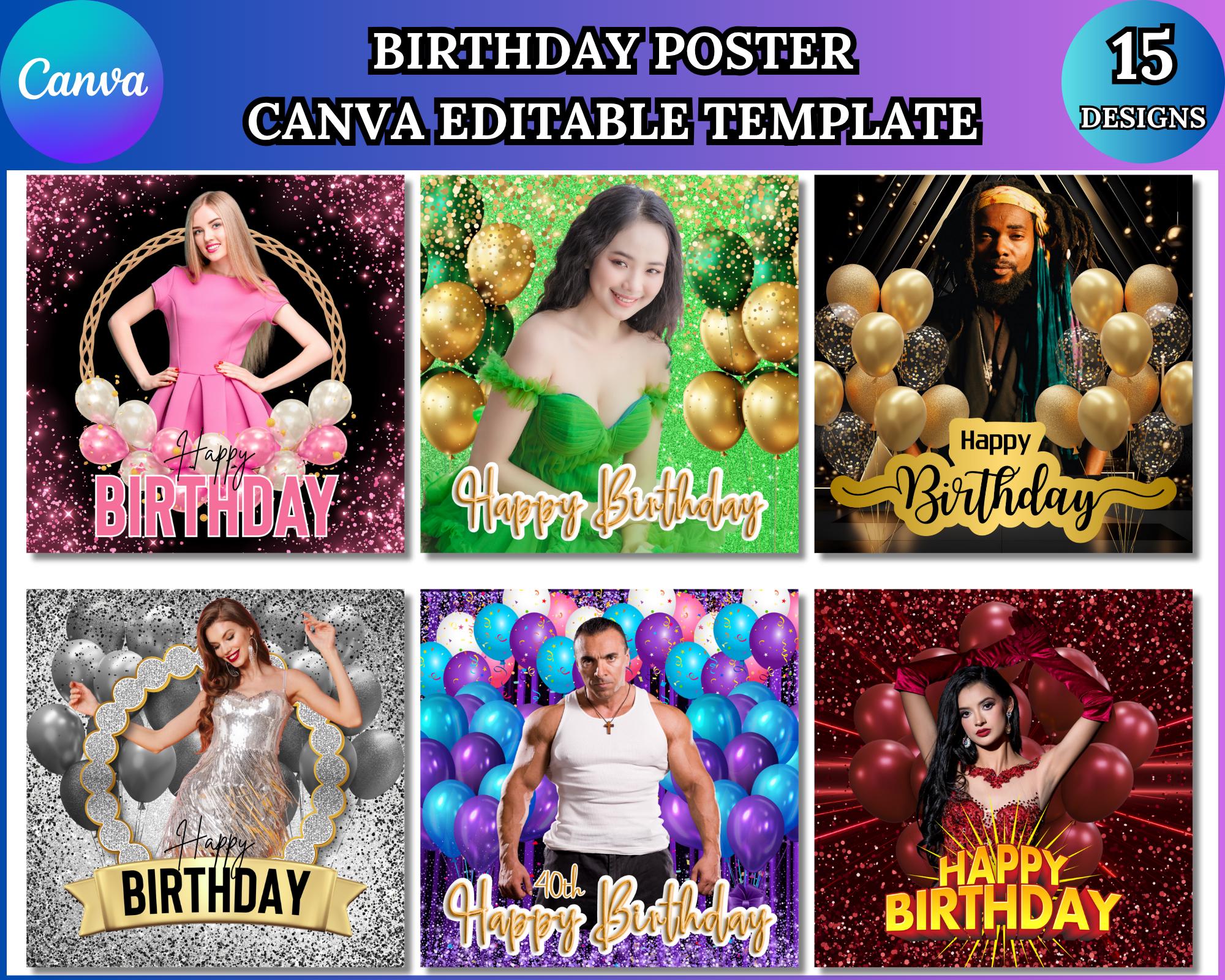 Birthday Backdrop Canva Editable Template, Birthday Backdrop Canva ...