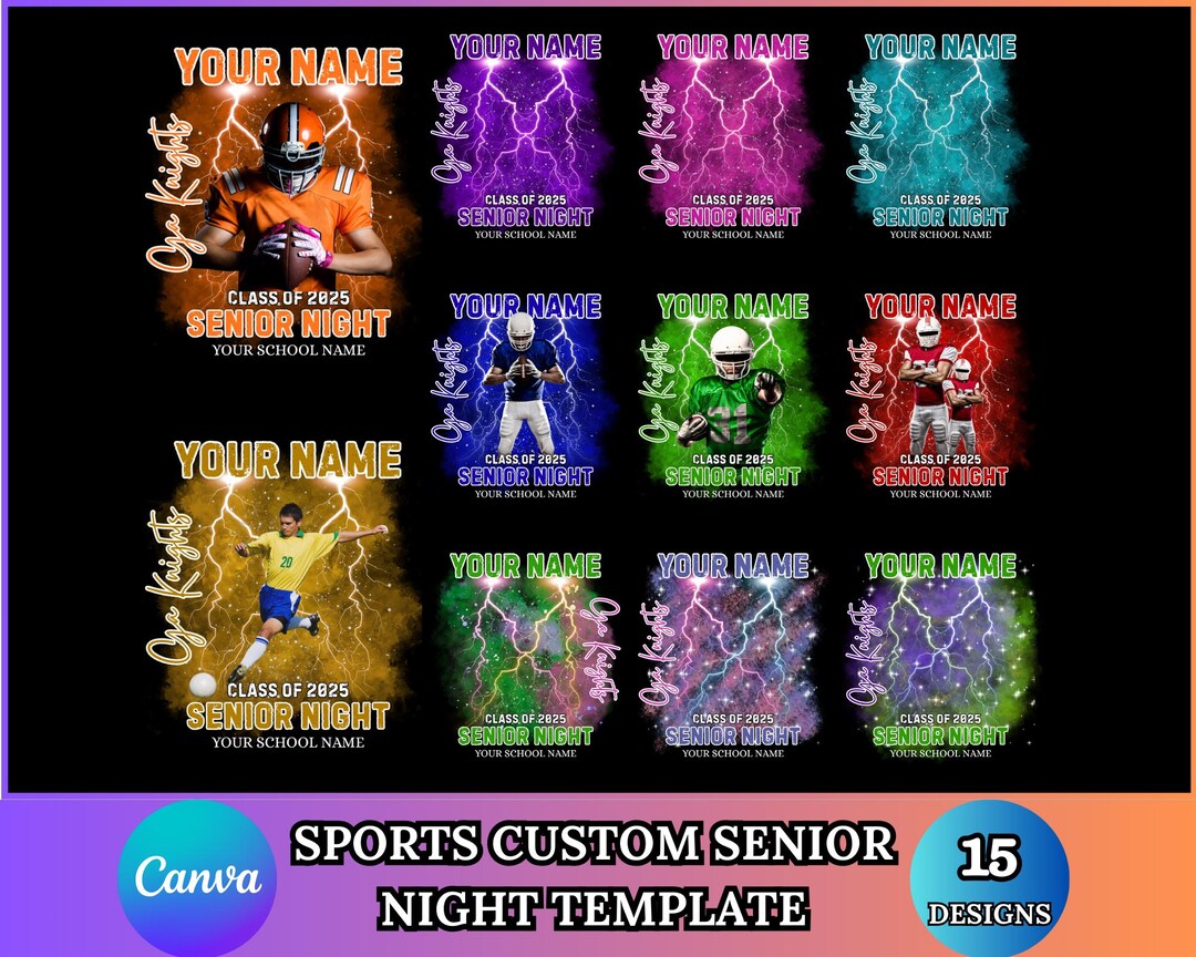 Senior Night Canva Editable Template, Game Sports Canva Rap Tee Senior ...