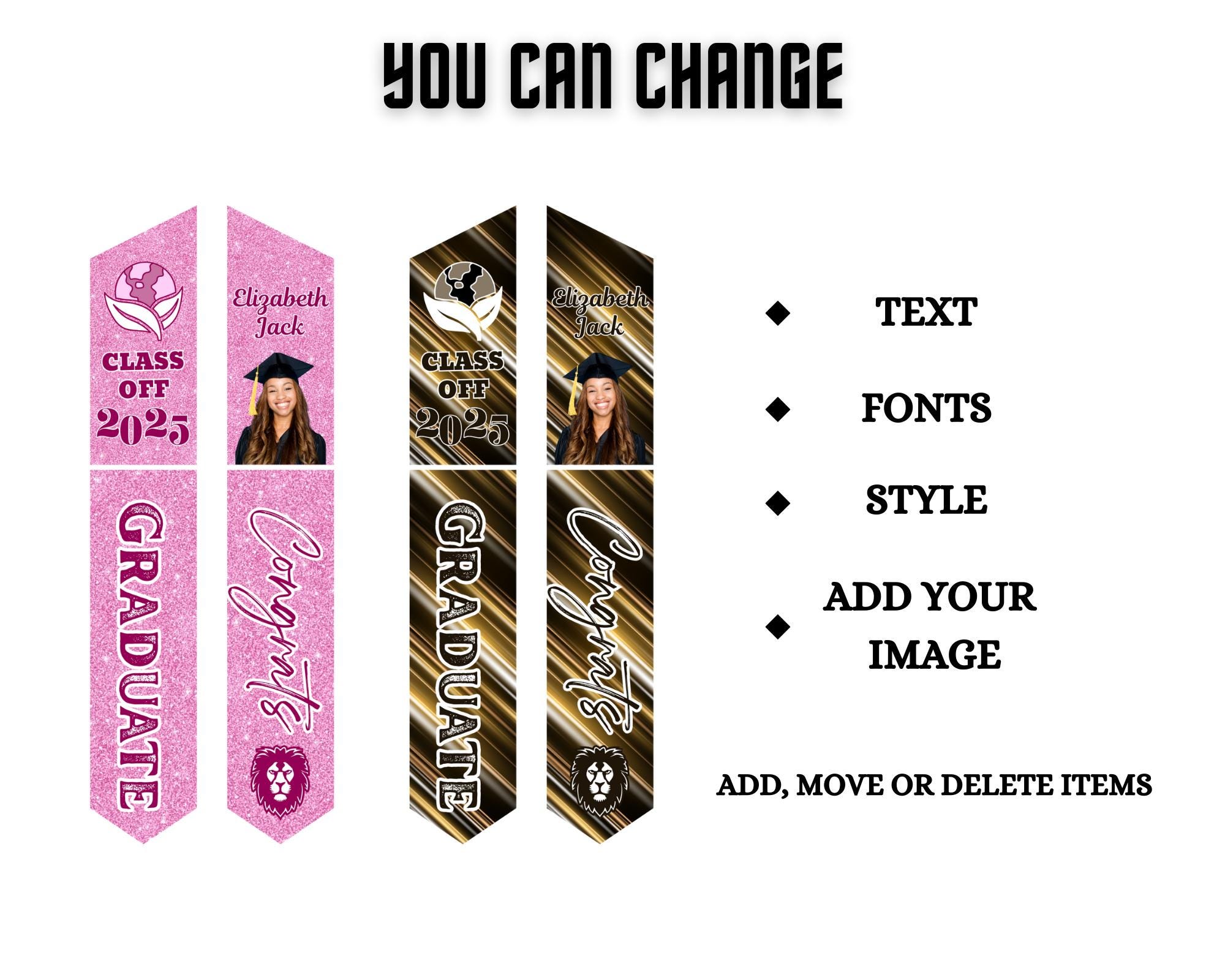 15 Graduation Stole Template Design Bundle for Graduation Sash ...