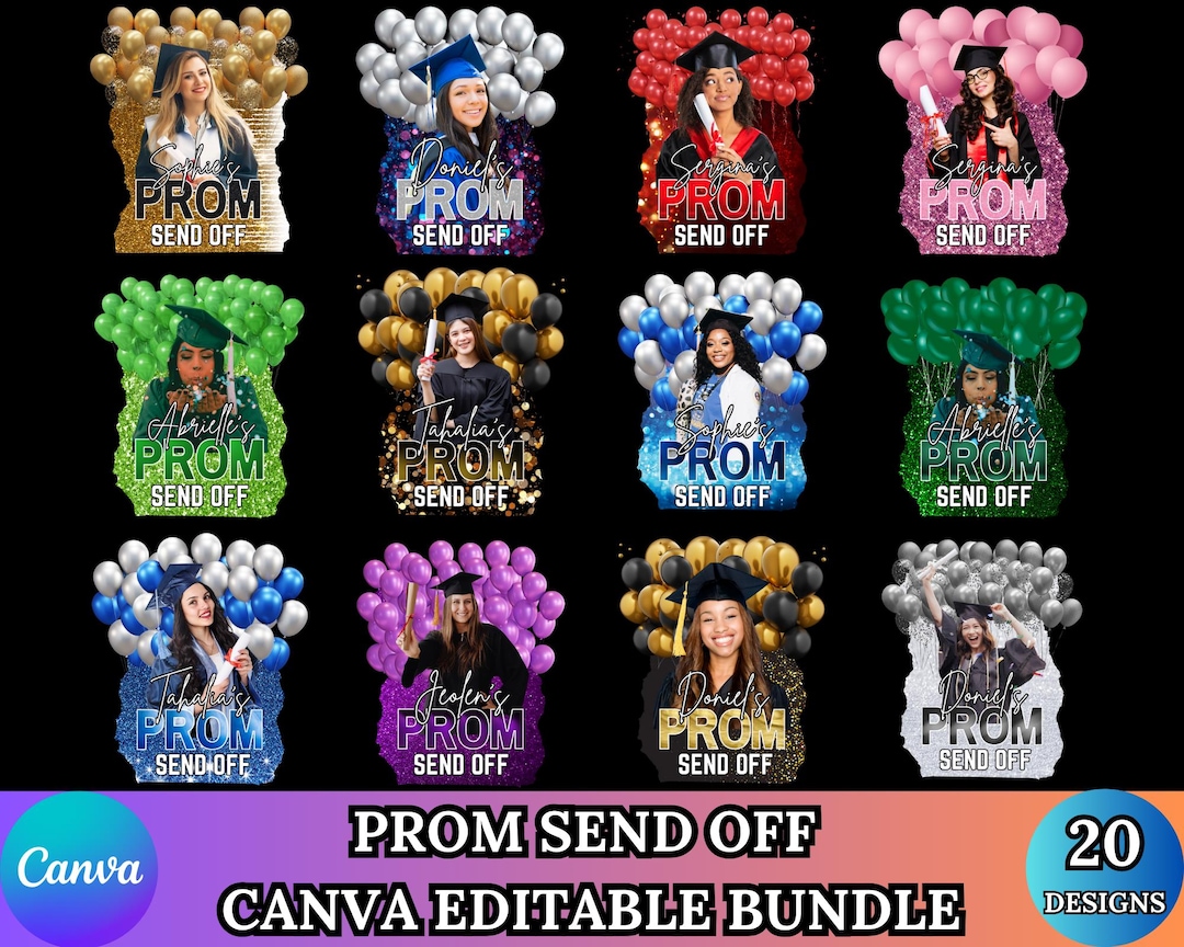 20 Prom Send off 2025 Canva Editable Bundle, High School Graduation ...