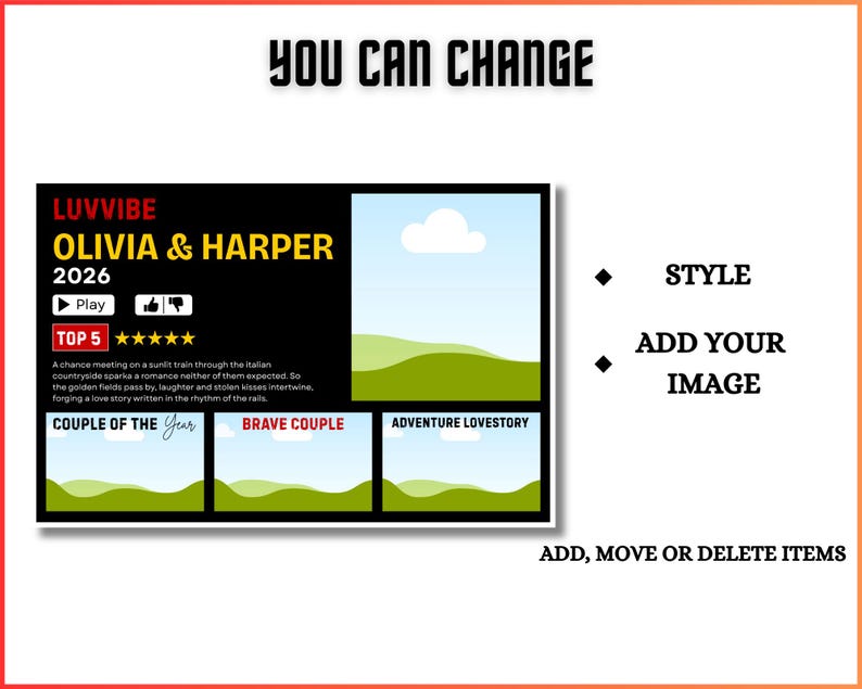 Couple Movie Poster Canva Editable Template, Anniversary Movie Poster ...