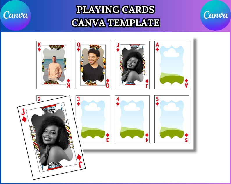 Playing Cards Canva Template, Canva Editable Frames for Printable Poker ...
